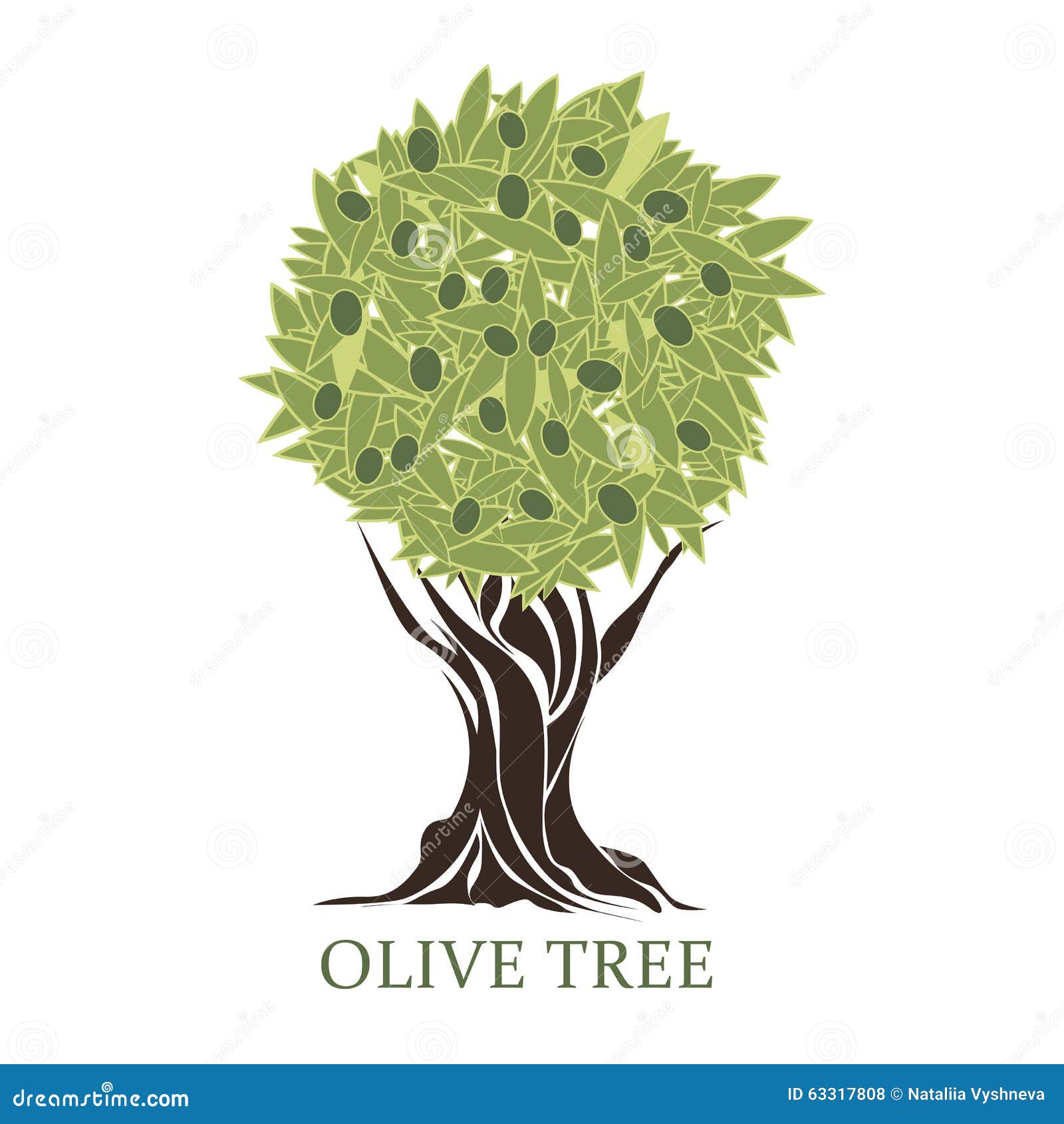 Logo in the Form of a Stylized Olive Tree Stock Vector - Illustration ...