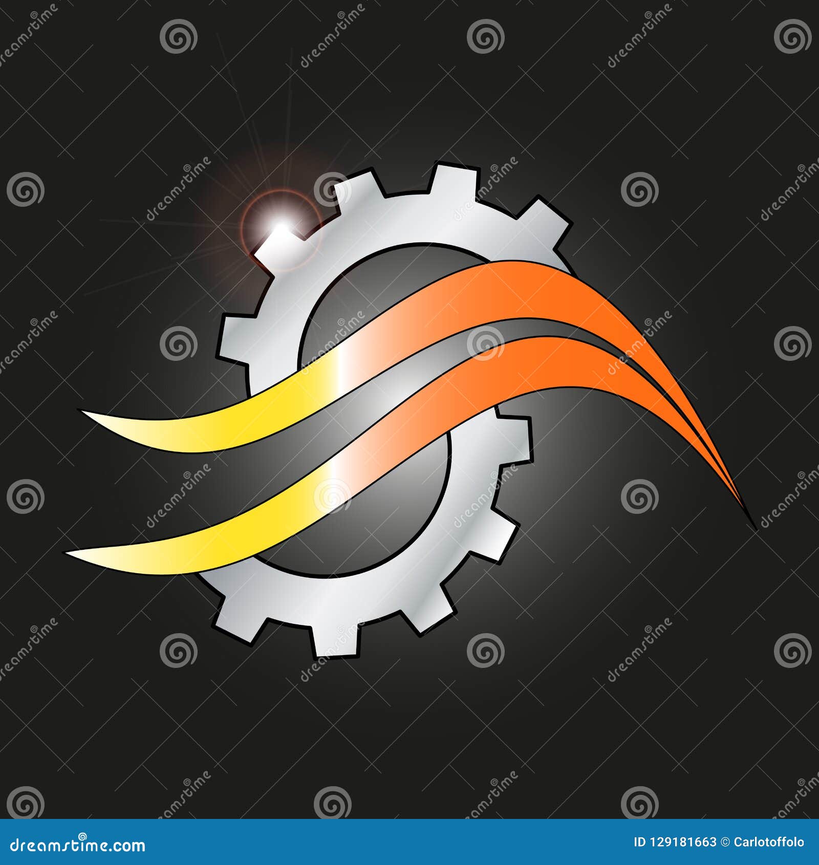 Logo Gear with Metallic Ribbon - Vector Stock Vector - Illustration of ...