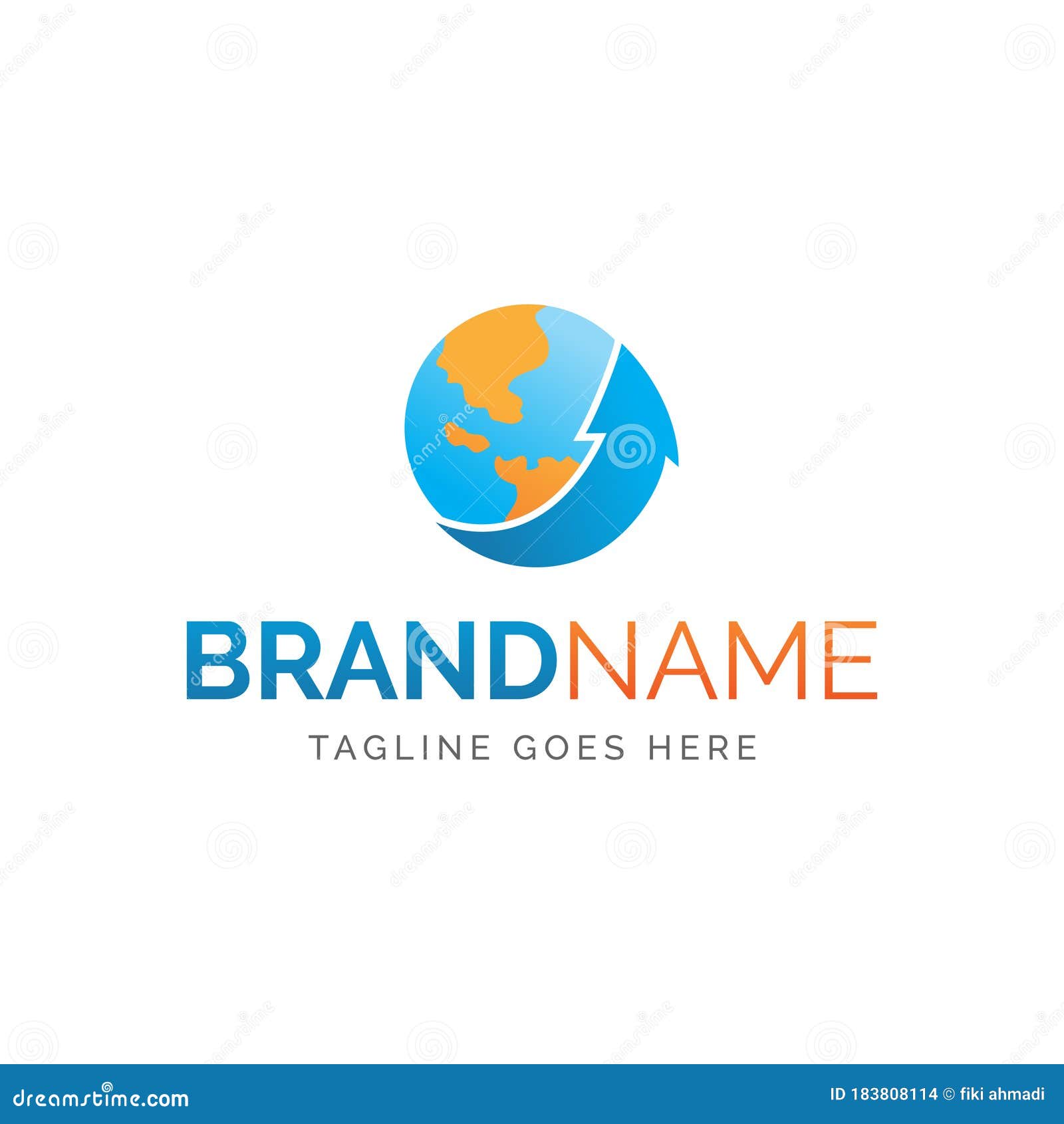 Logo of globe and arrow stock vector. Illustration of planet - 183808114