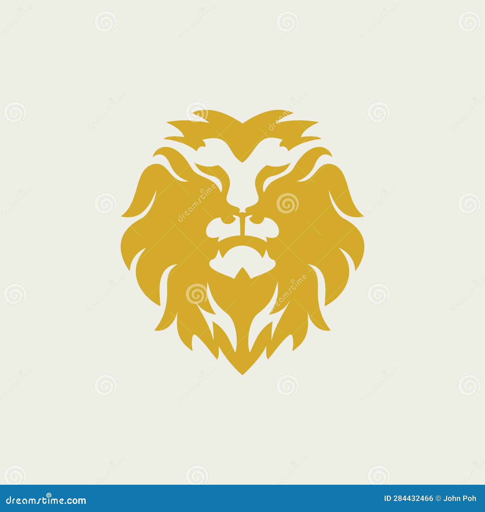 Logo of a Gold Regal Lion with a Front Face Stock Vector - Illustration ...