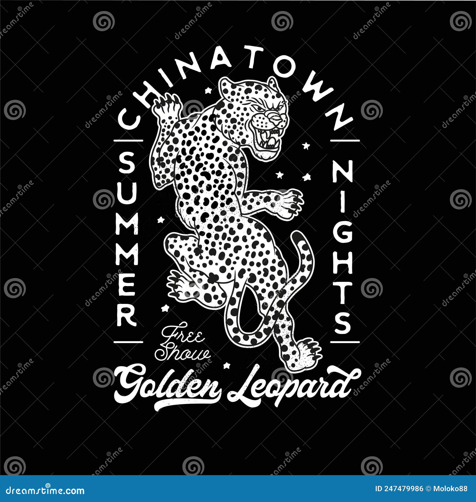 Logo with Golden Leopard for T-shirt and Denim. Vector Illustration ...