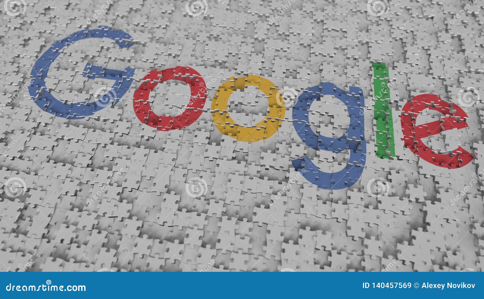 Logo of GOOGLE Being Made with Puzzle Pieces, Editorial 3D Rendering ...