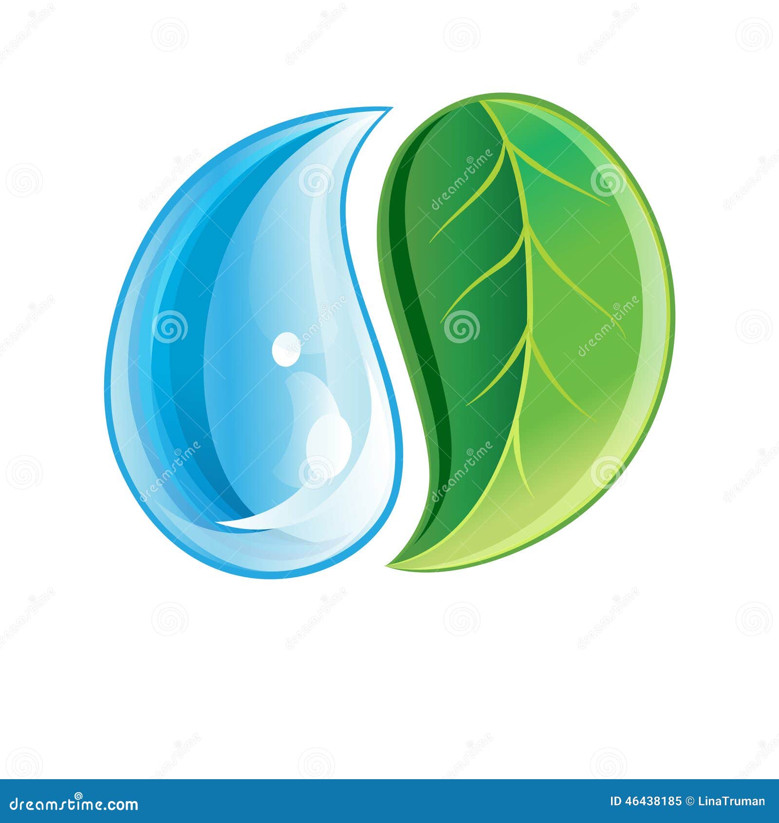 Logo with Green Leaf and Drop Stock Vector - Illustration of emblem ...