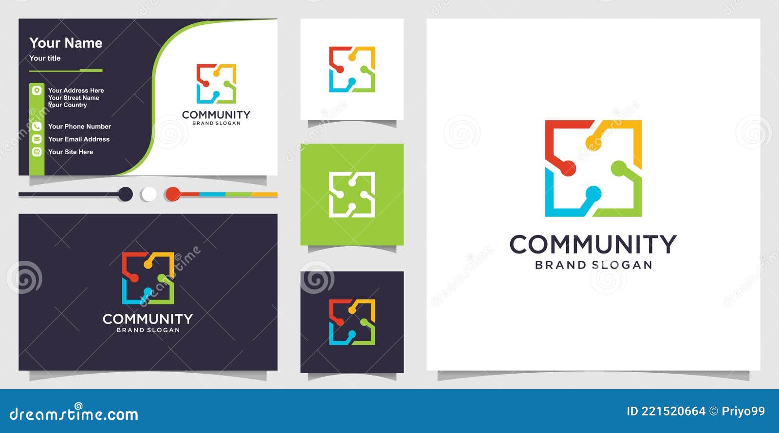 Logo Group for Community Creative Square Concept and Business Card ...