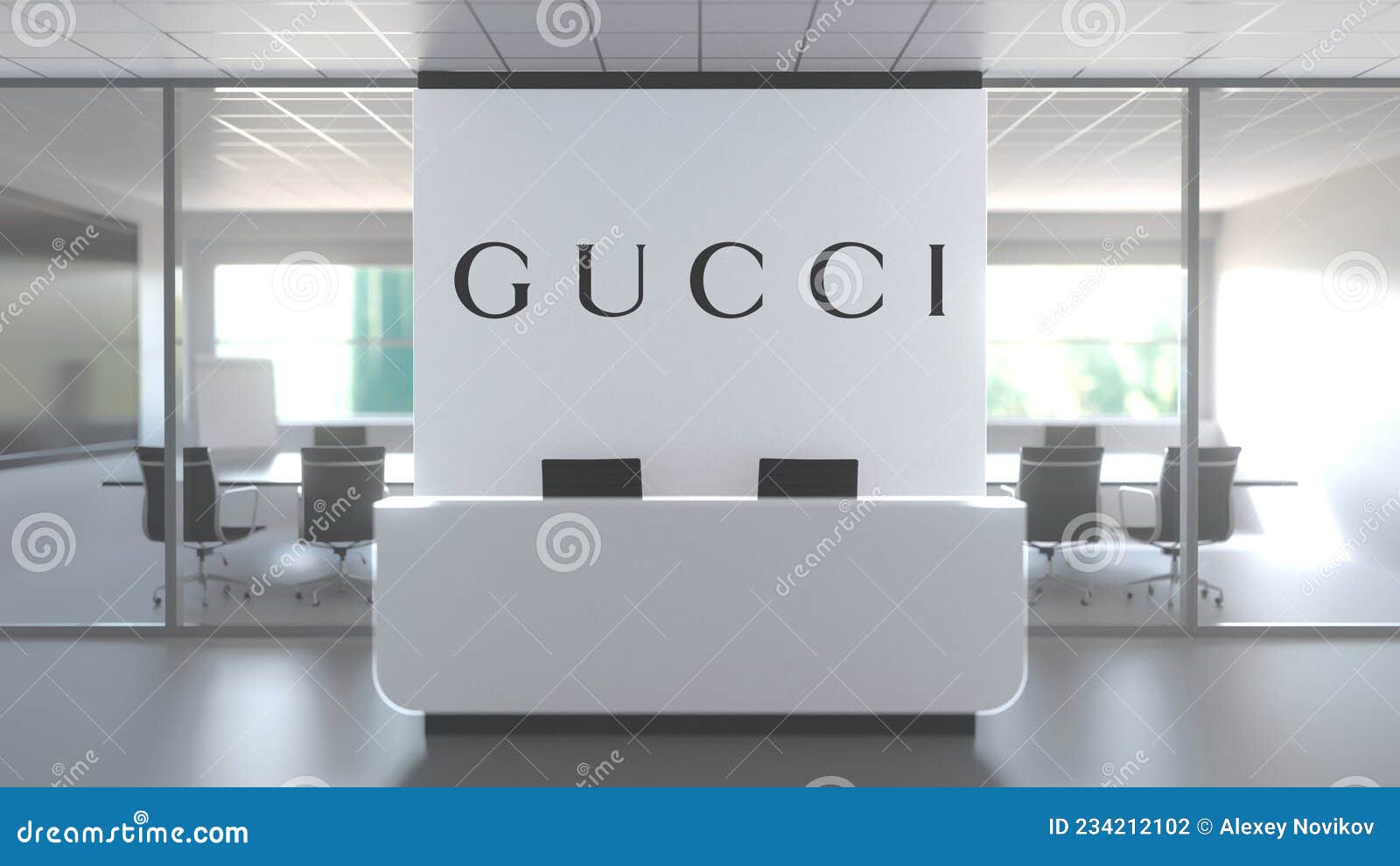 Logo of GUCCI on a Wall in the Modern Office, Editorial Conceptual 3D ...