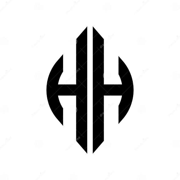Logo H Curva Rhombus Extendida Monograma 2 Letras Alfabeto Tipo De