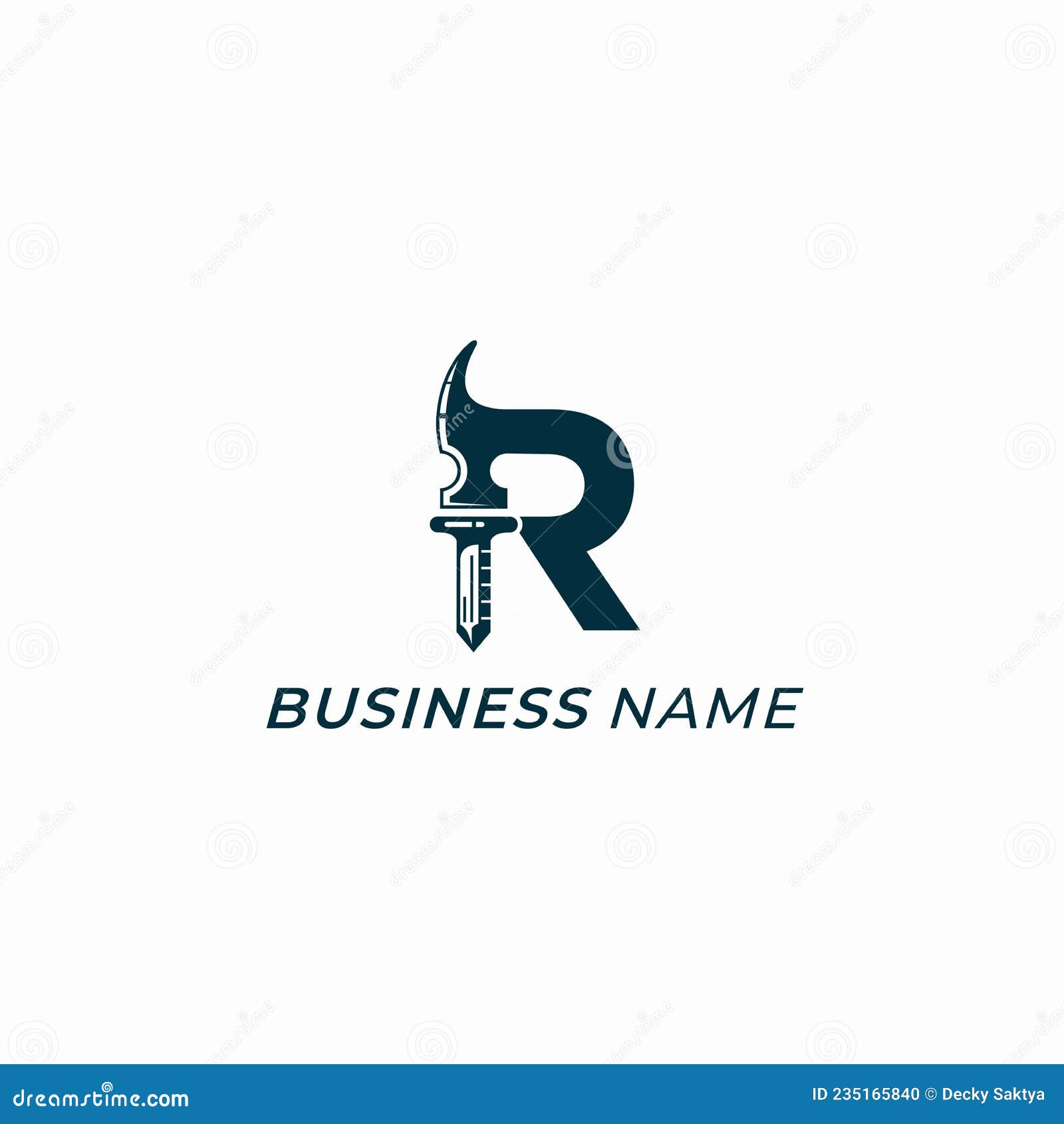 Logo Hammer and Nail Letter R Stock Vector - Illustration of industry ...