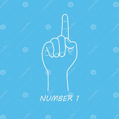 Logo Hand,number 1,finger,blue Background,vector Illustrations Stock ...