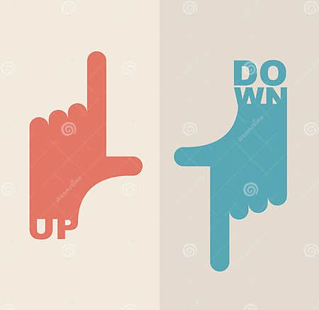 Logo Hand. Shows Direction Up and Down Stock Vector - Illustration of ...