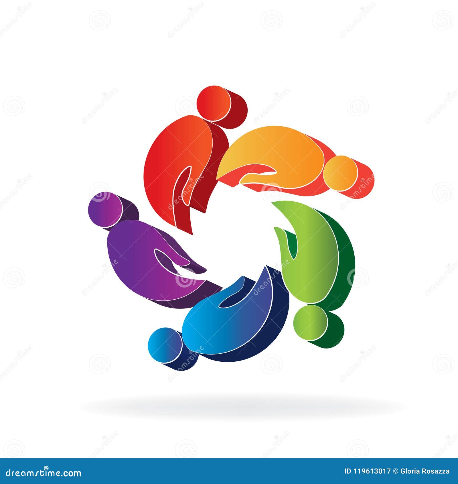 Logo Hands 3D Teamwork People in a Circle Shape Icon Vector Stock ...