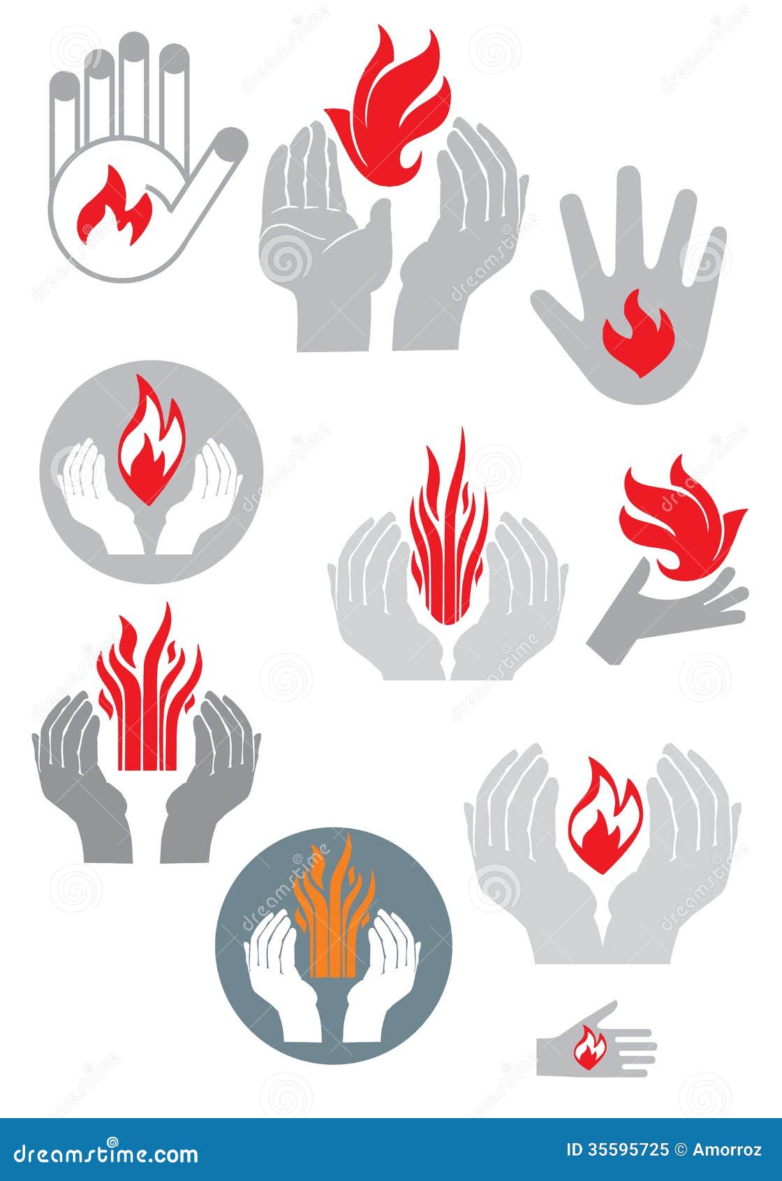 Logo. Hands And Fire. (vector Set) | CartoonDealer.com #35595725