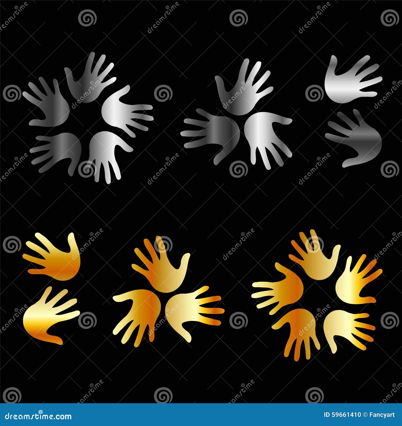 Logo with Hands in Gold and Silver Stock Vector - Illustration of ...