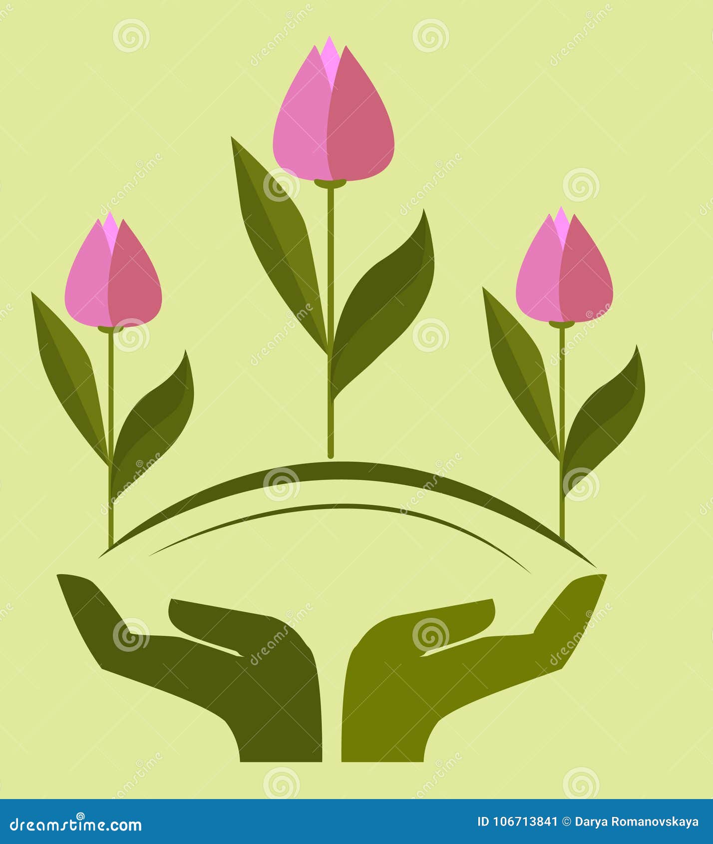 Logo, Hands Holding Tulips, Helping Hand, Spring Flowers Stock Vector ...