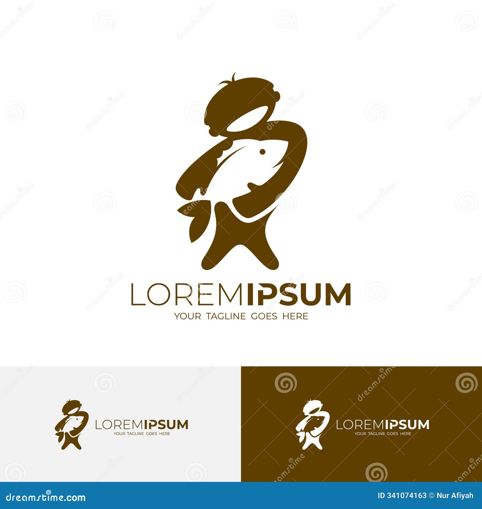 Logo of a Happy Person Hugging a Fish Stock Illustration - Illustration ...