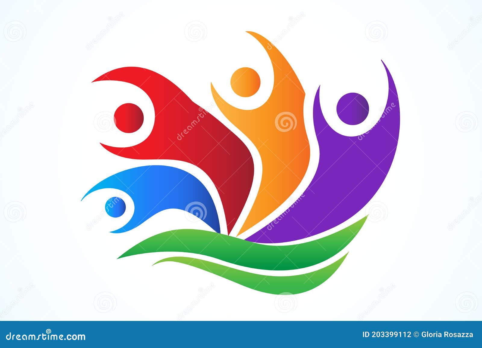 Logo Happy Colorful Teamwork Unity Family People Vector Image Stock ...