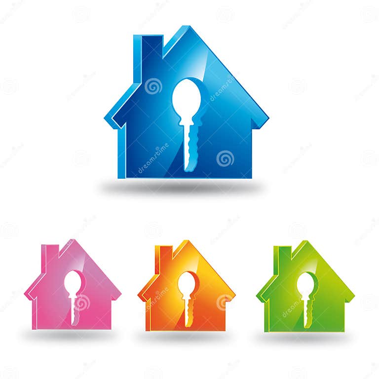 Logo house and key stock illustration. Illustration of color - 42325587