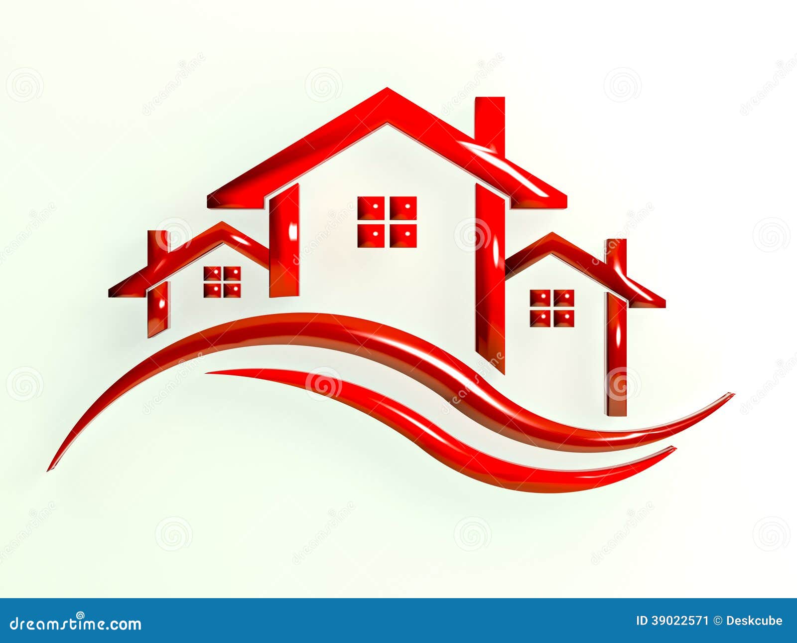 Logo Houses Rouge Avec Des Vagues Illustration Stock - Illustration du ...