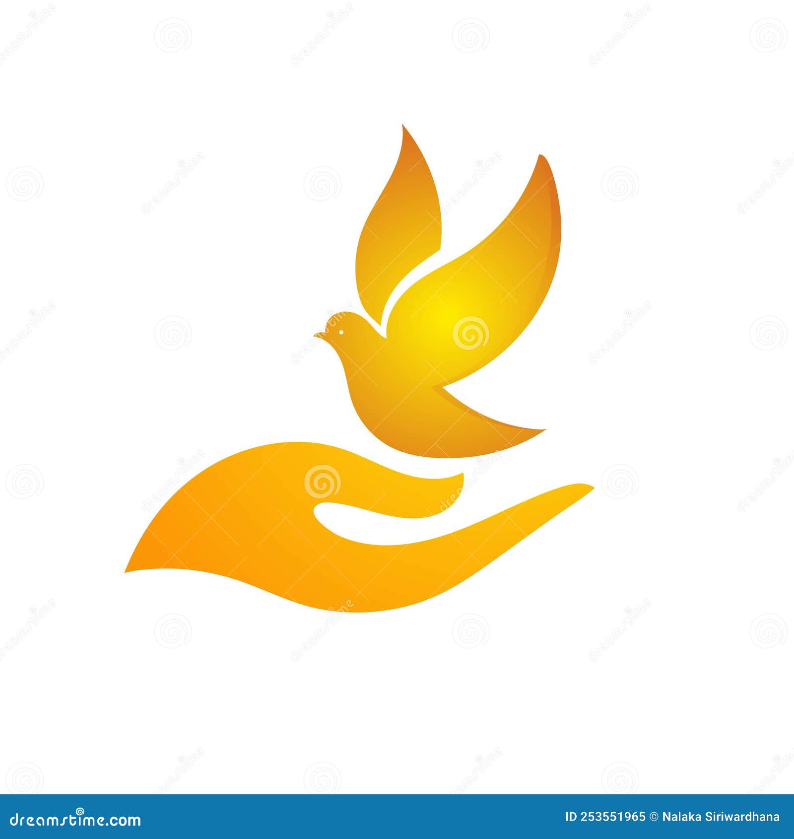 Dove Icon with Hand Symbol. Stock Vector - Illustration of drawing ...