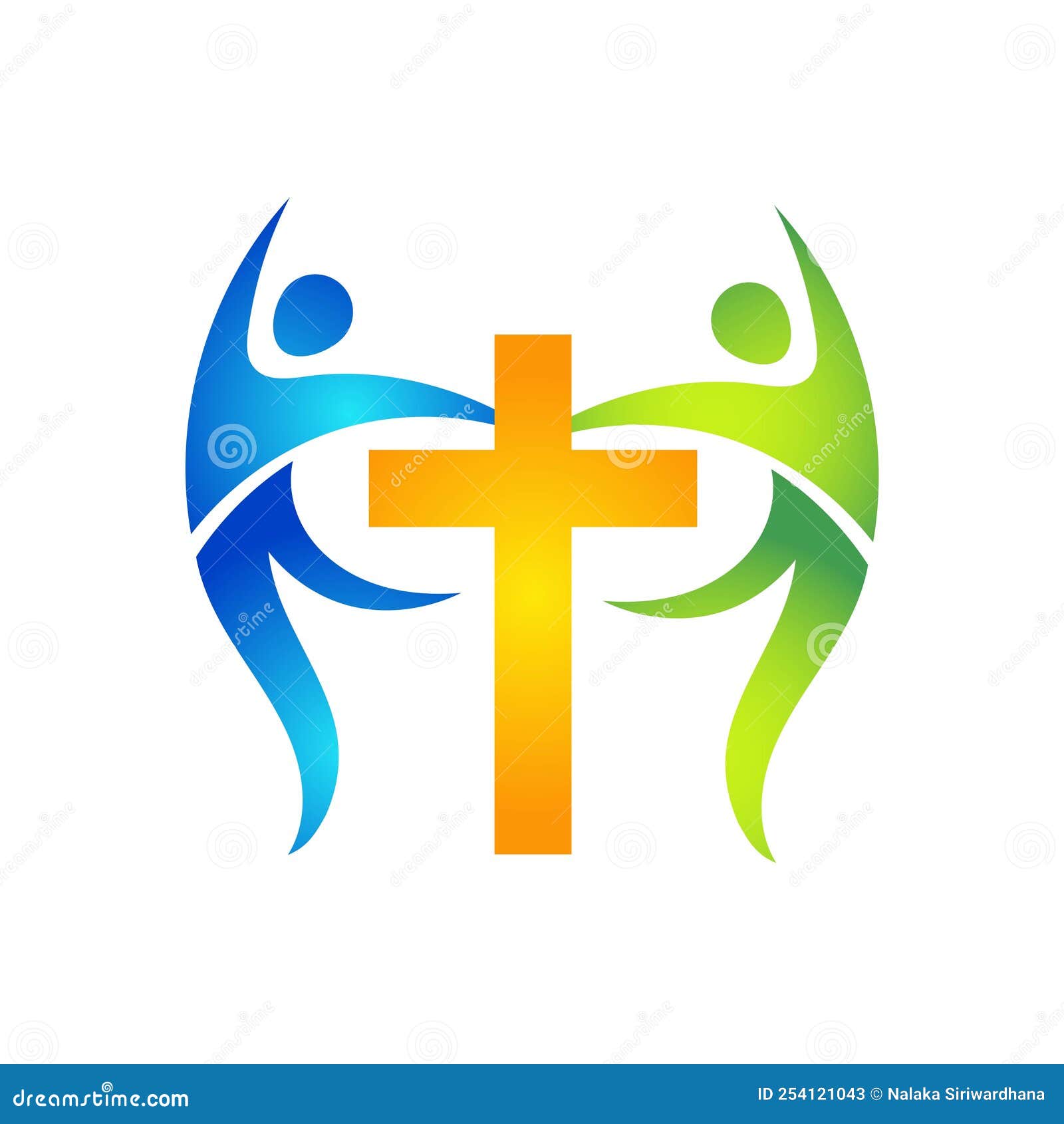 Cross with Community Logo Icon. Stock Vector - Illustration of hand ...