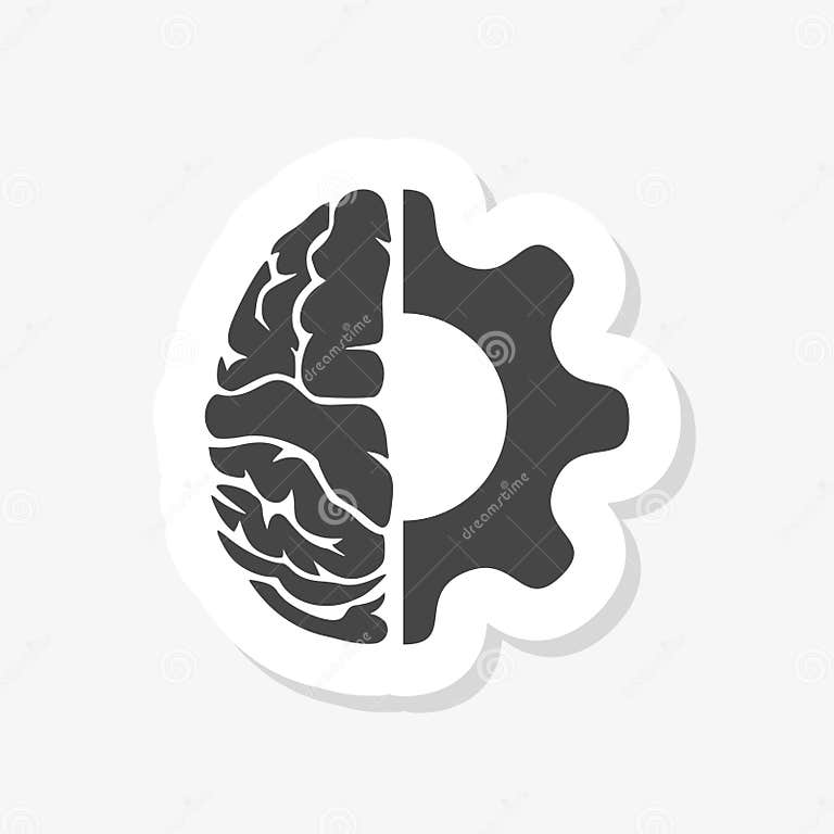 Logo Icon with Brain and Gear Cog Stock Illustration - Illustration of ...