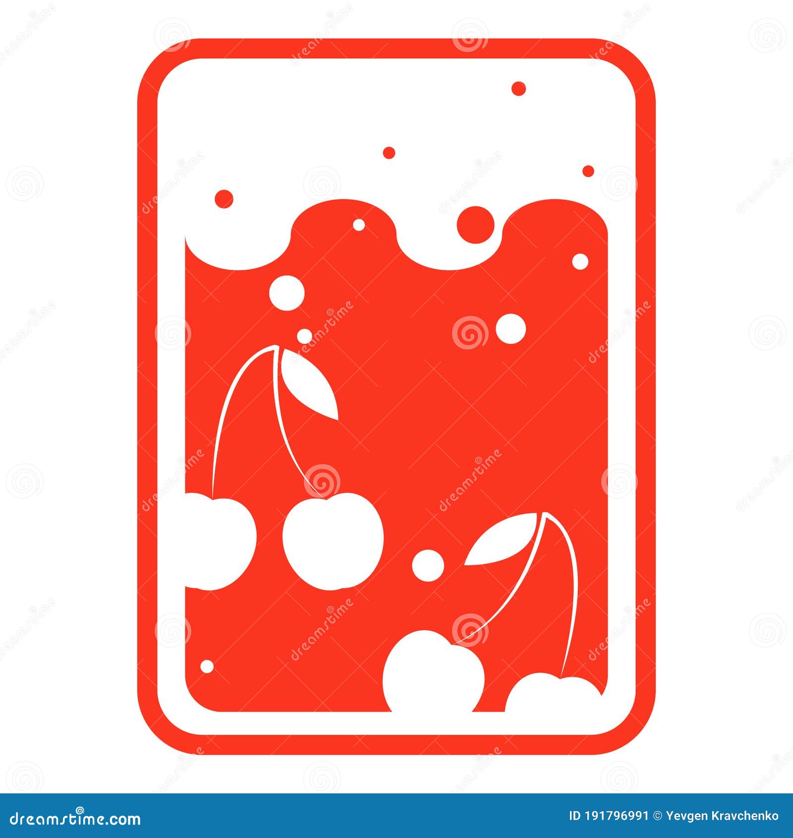 Logo Icon Cherry Juice. Vector Illustration. Cherry Label on a Red ...