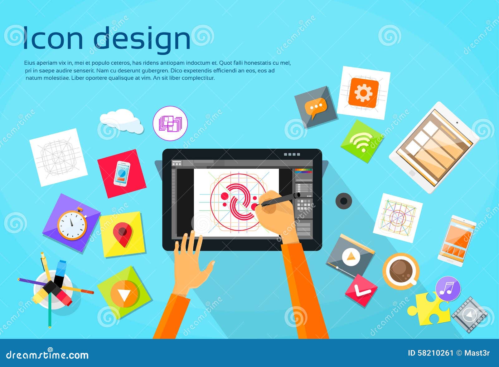 Logo Icon Designer Professional Tablet Teckning Vektor Illustrationer ...