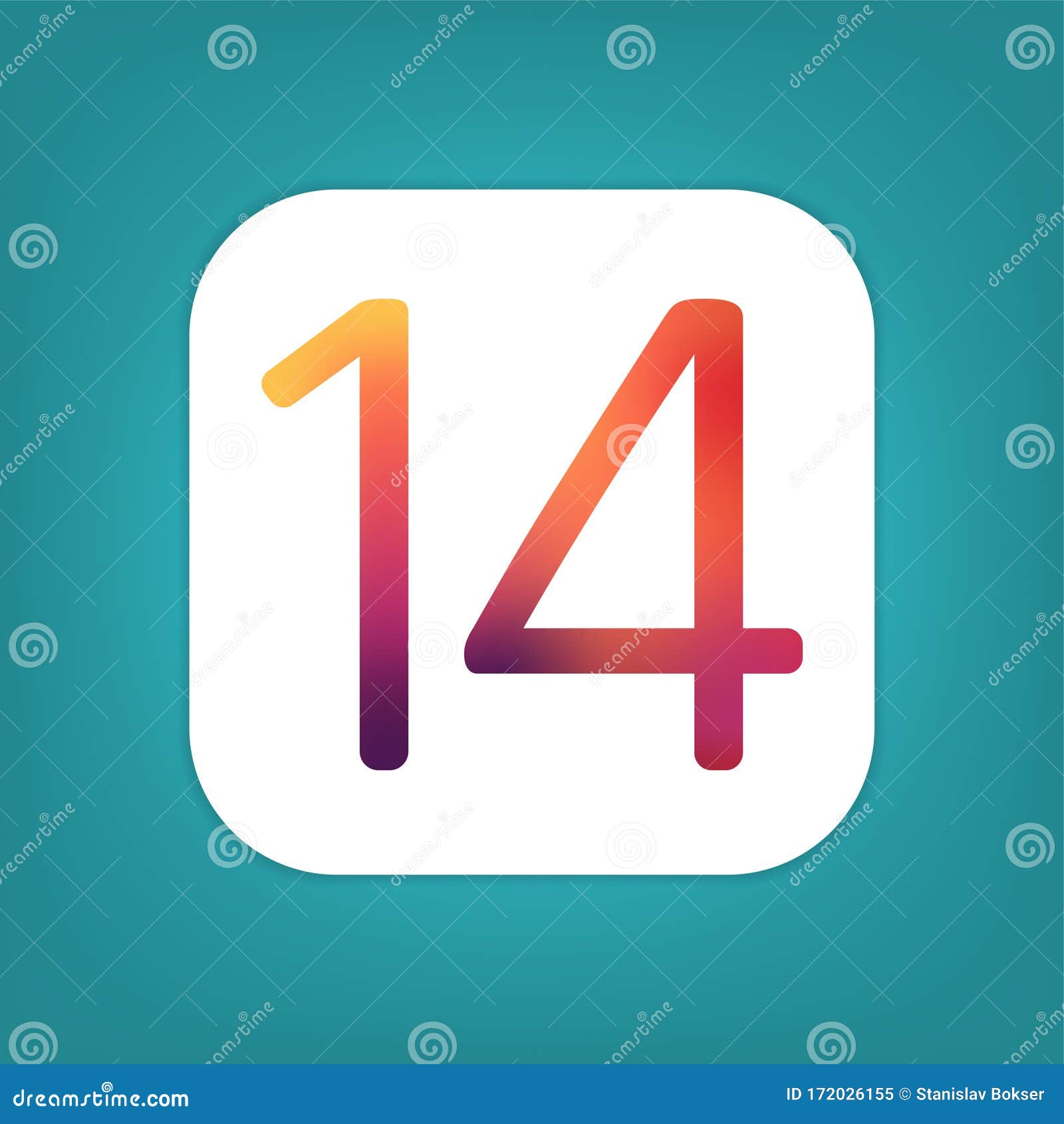 14 Logo Icon Isolated on Turquoise Background Stock Vector ...