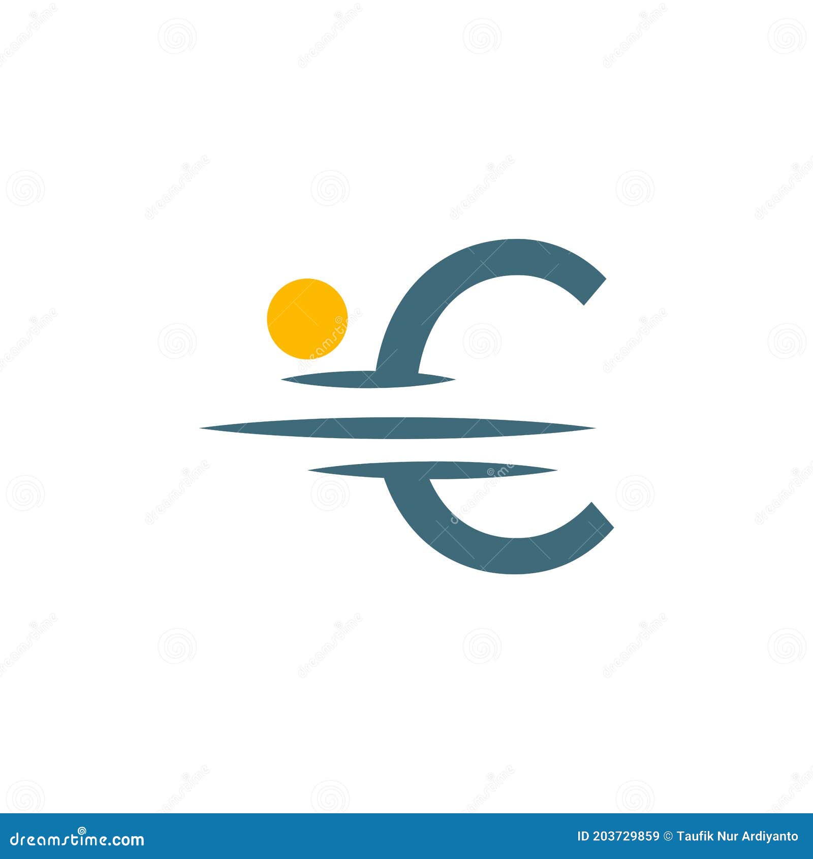 Logo Icon Letter C with Sunset Icon Design Stock Vector - Illustration ...