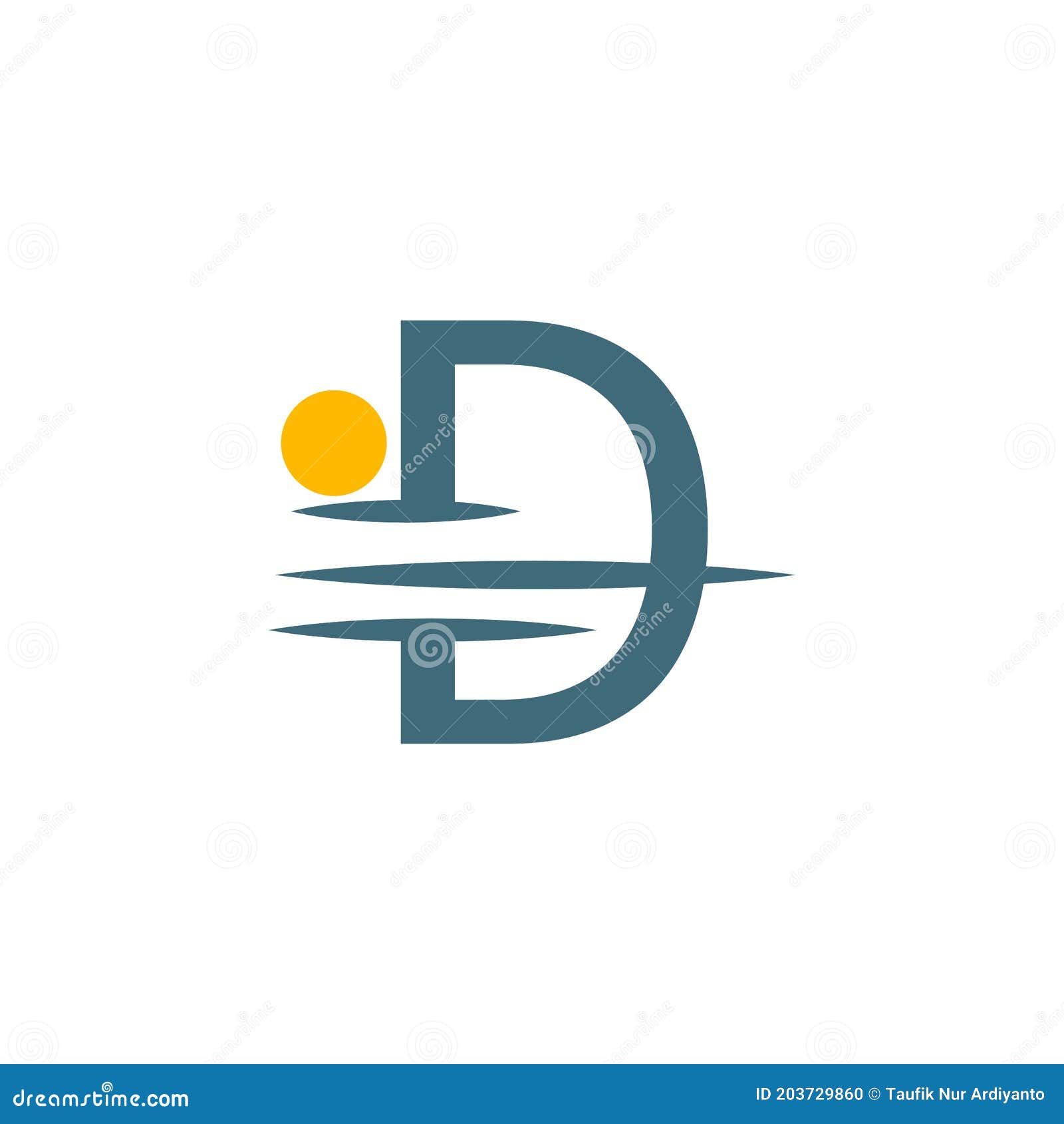 Logo Icon Letter D with Sunset Icon Design Stock Vector - Illustration ...