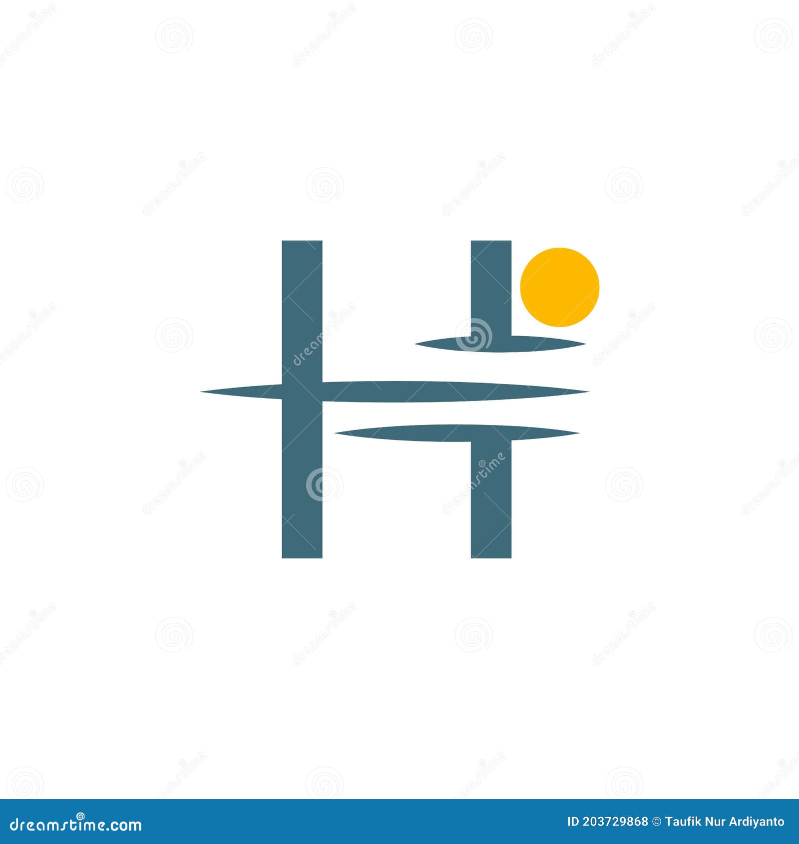 Logo Icon Letter H with Sunset Icon Design Stock Vector - Illustration ...