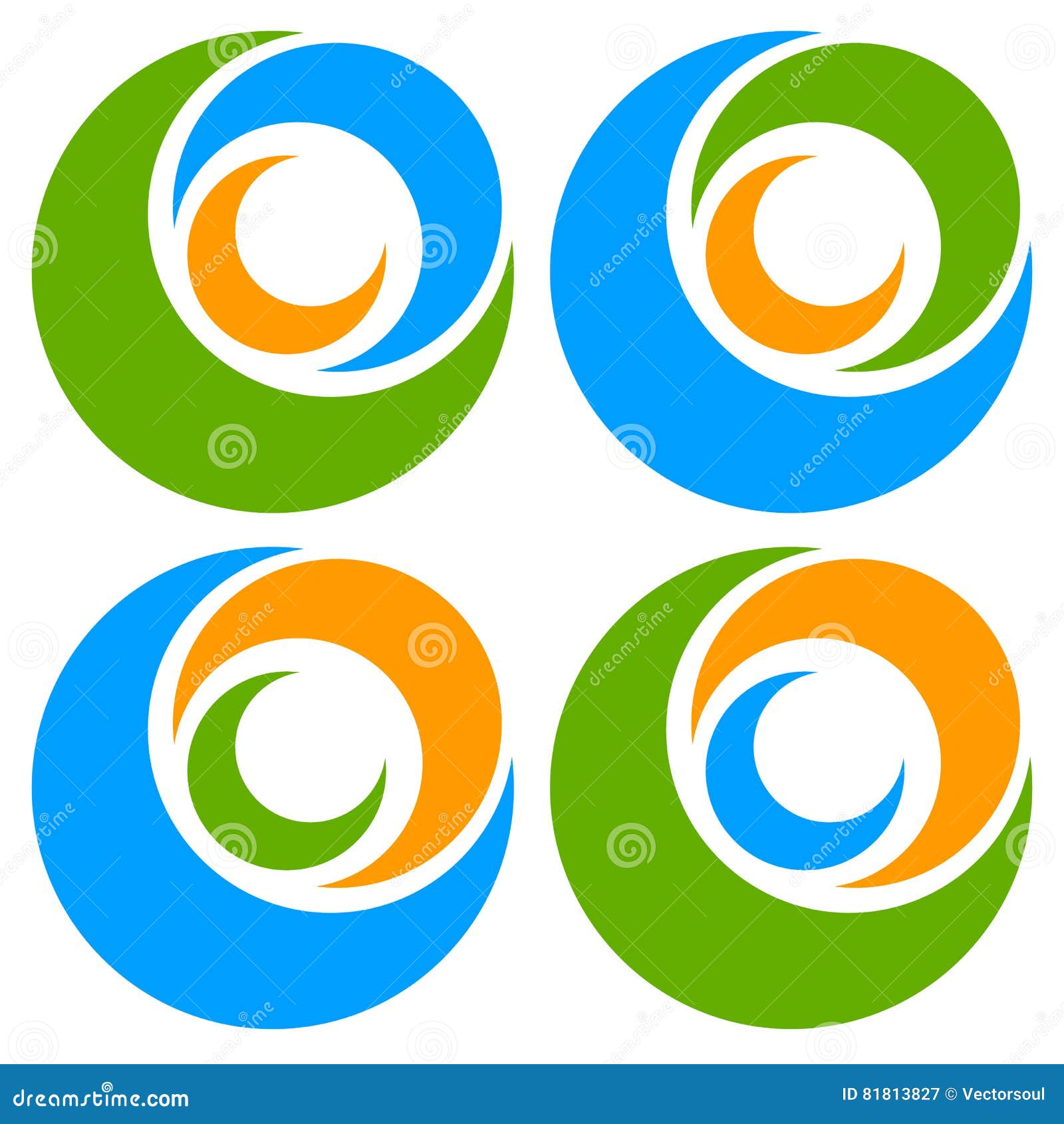 Logo, Icon Shape With 3 Circles - Spiral, Vortex Logo. Cartoon Vector ...