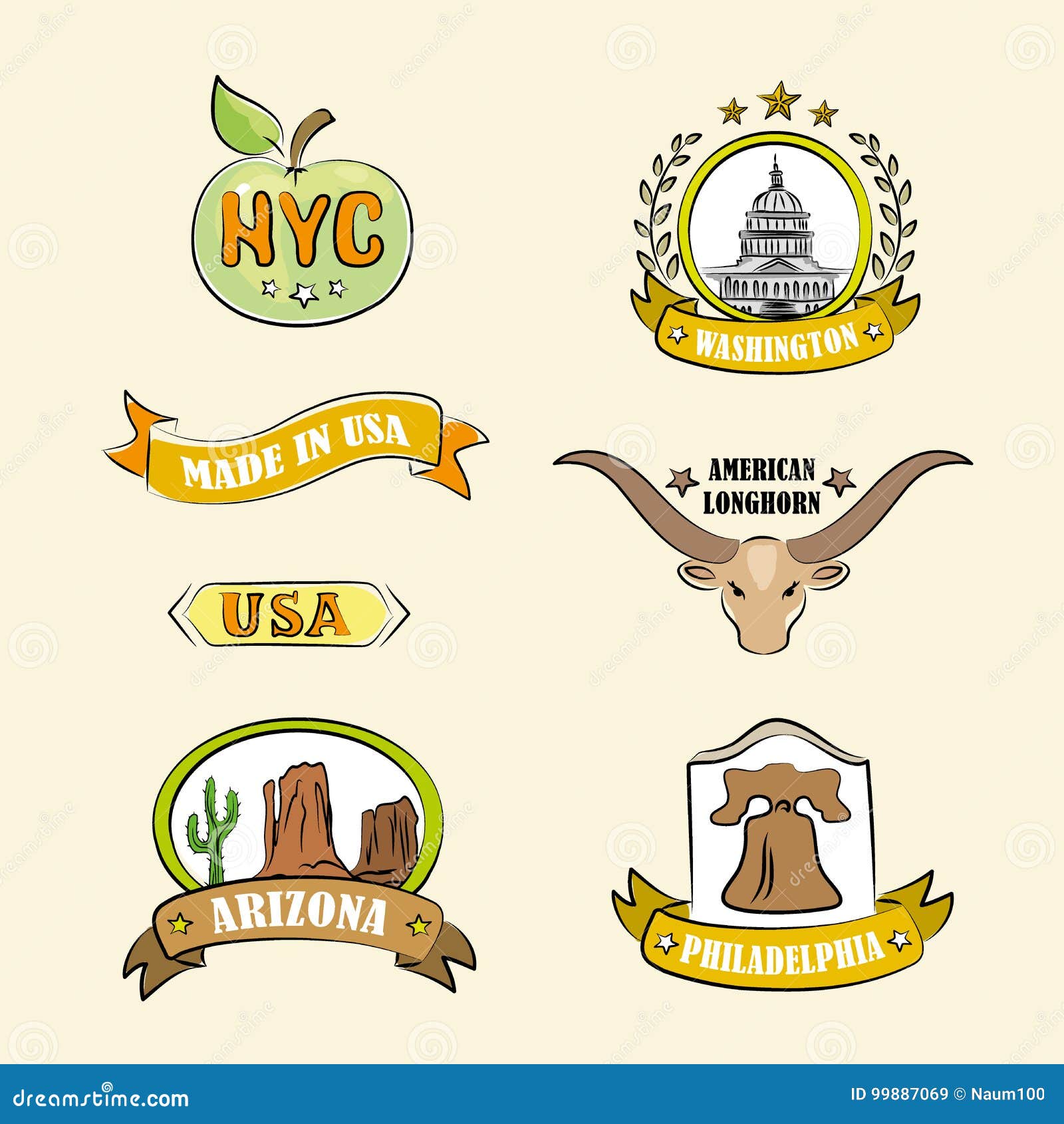 Logo or Icon of Various US Regions and Places Stock Vector ...