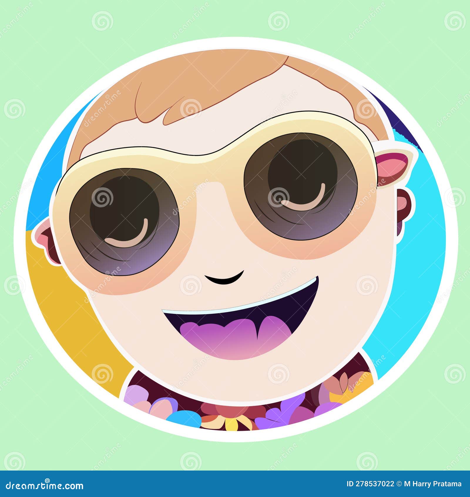 Cute Kawaii Cartoon Character Logo Sticker. Stock Vector - Illustration ...