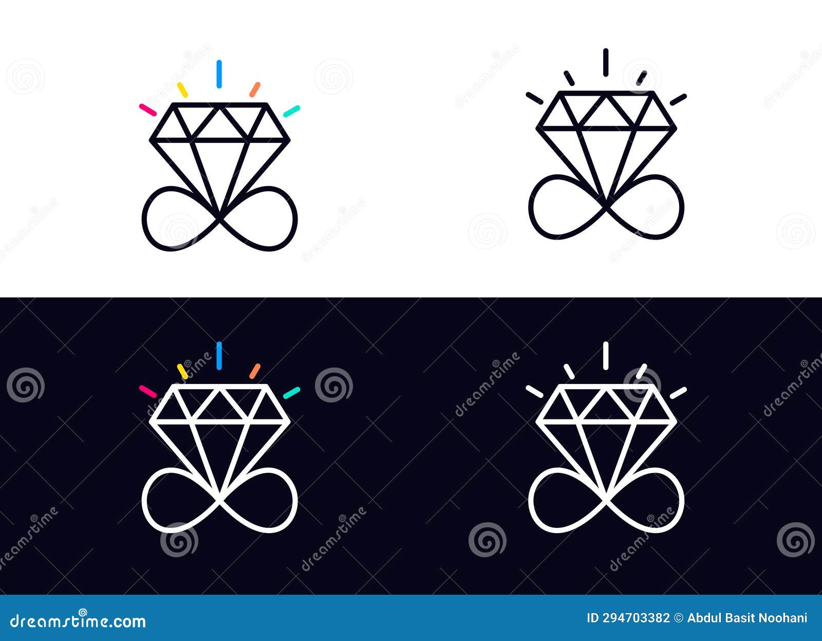 Logo of an Infinity Symbol and a Diamond. Vector Editable Stroke Stock ...