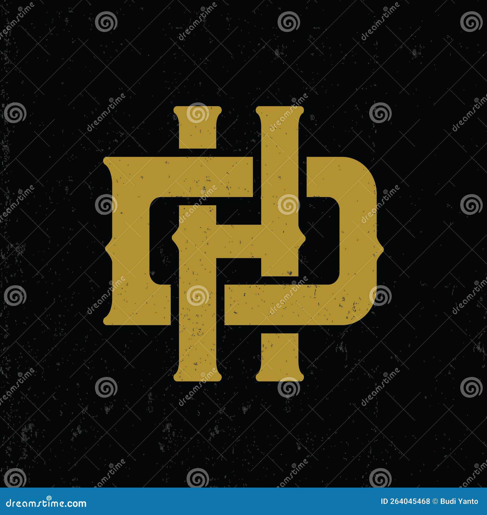 Logo Initial HD or DH with Monogram Style in Black Background Stock ...