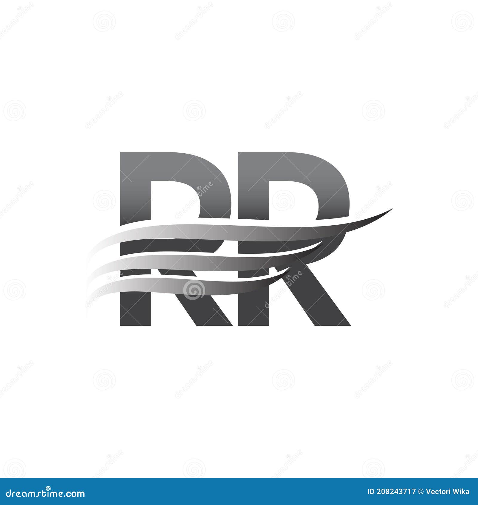Initials RR and Wing Design on White Background Stock Illustration ...