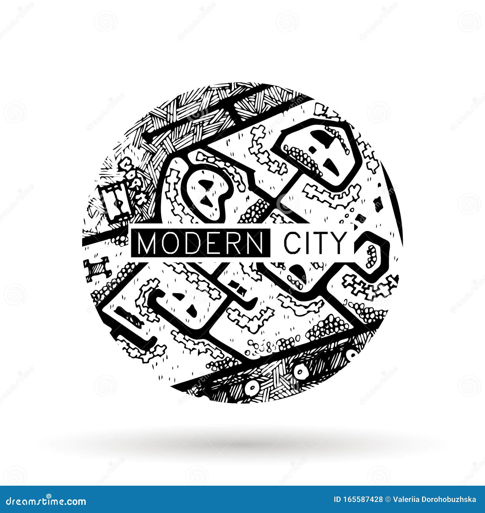 Logo with Ink Doodle Maps, Architecture Drawing Stock Vector ...