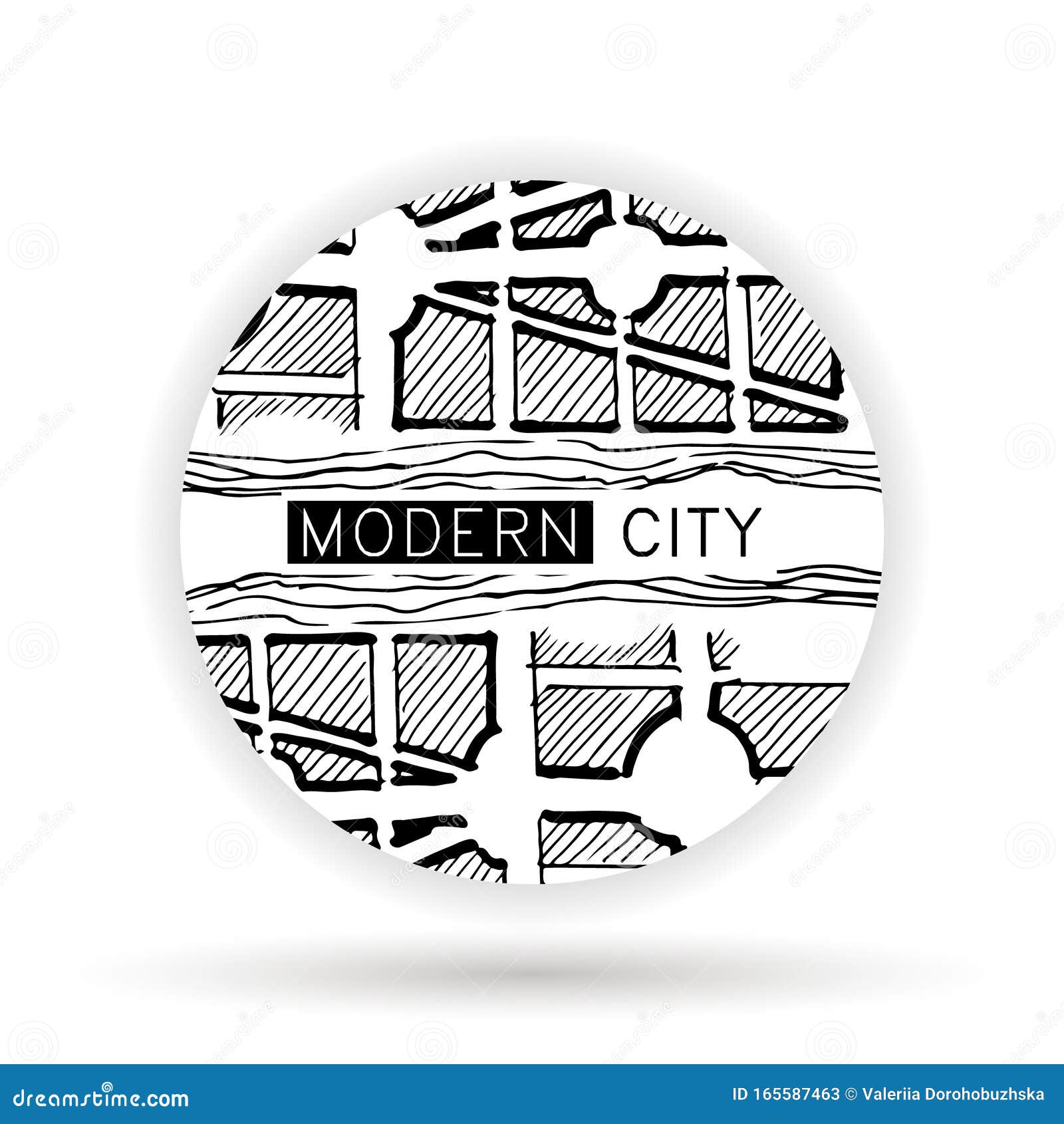 Logo with Ink Doodle Maps, Architecture Drawing Stock Vector ...