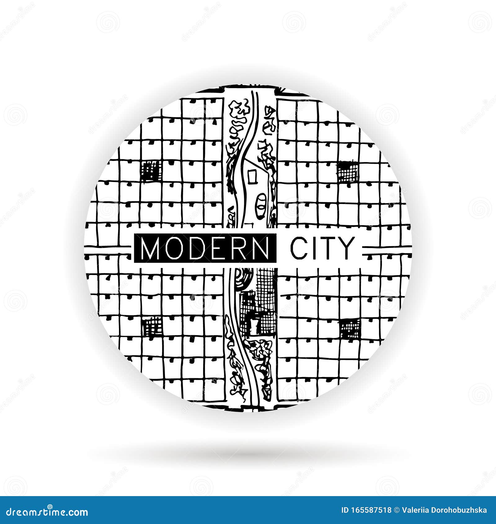 Logo with Ink Doodle Maps, Architecture Drawing Stock Vector ...