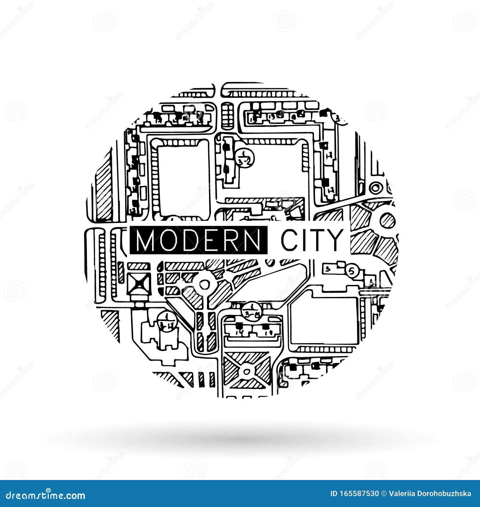 Logo with Ink Doodle Maps, Architecture Drawing Stock Vector ...