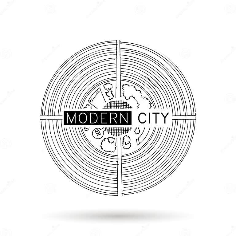 Logo with Ink Doodle Maps, Architecture Drawing Stock Vector ...