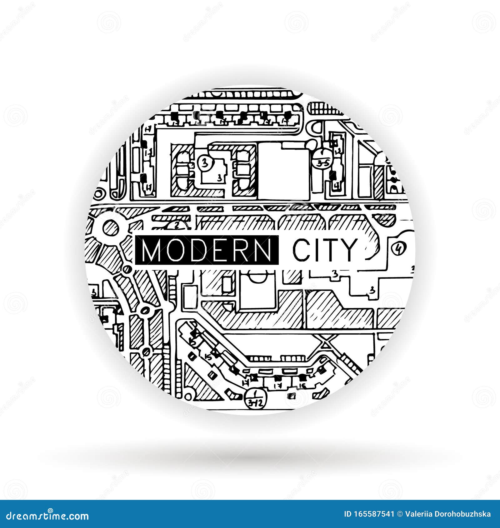 Logo with Ink Doodle Maps, Architecture Drawing Stock Vector ...