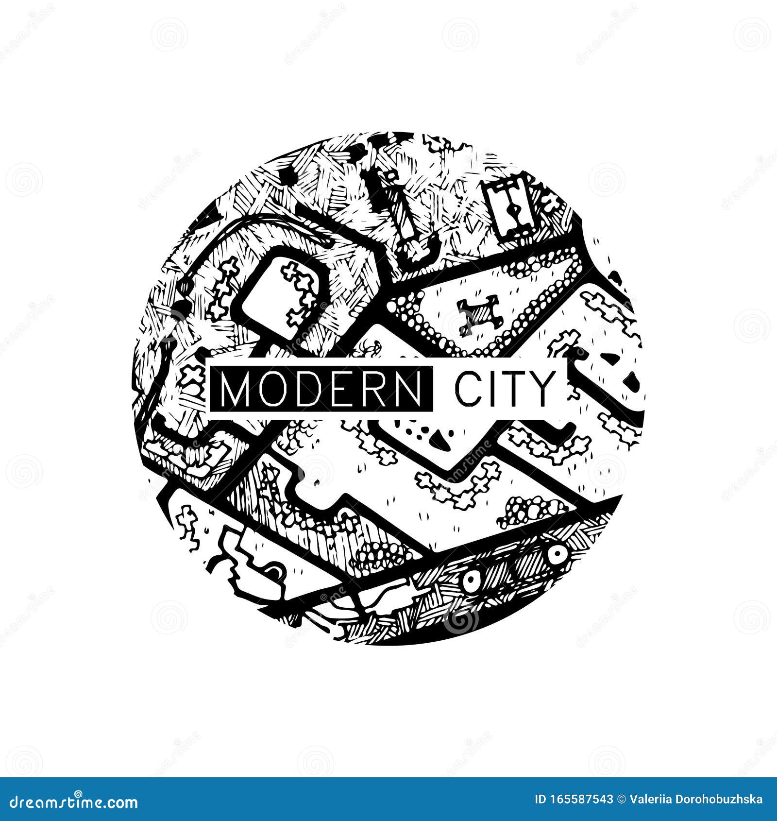 Logo with Ink Doodle Maps, Architecture Drawing Stock Vector ...