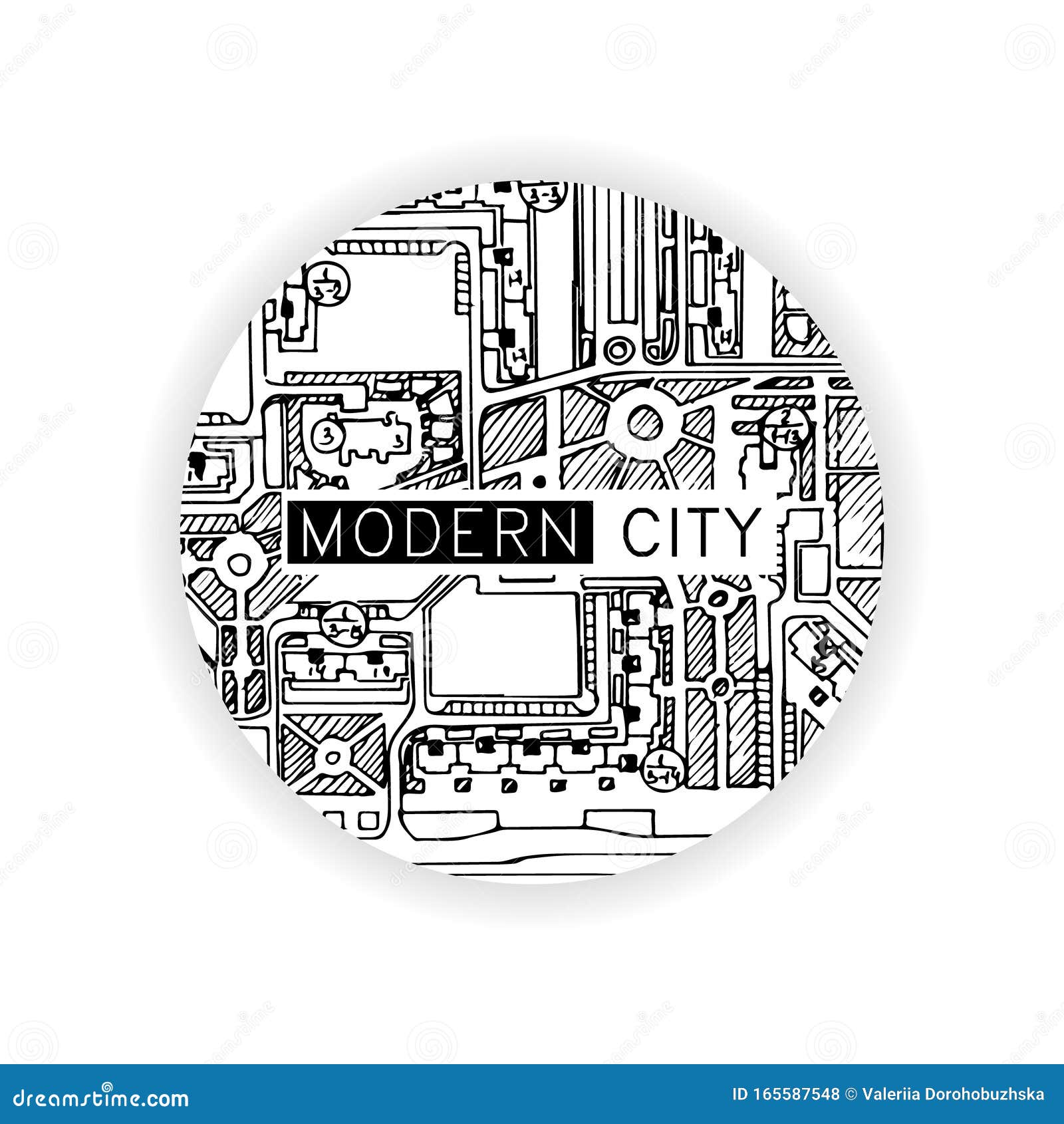 Logo with Ink Doodle Maps, Architecture Drawing Stock Vector ...