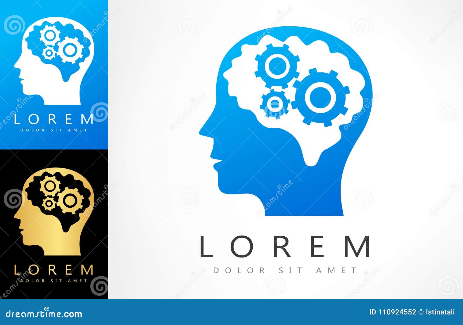 Logo Inventive Mind Thinks Technology Thoughts In Gear Cutouts Vector ...
