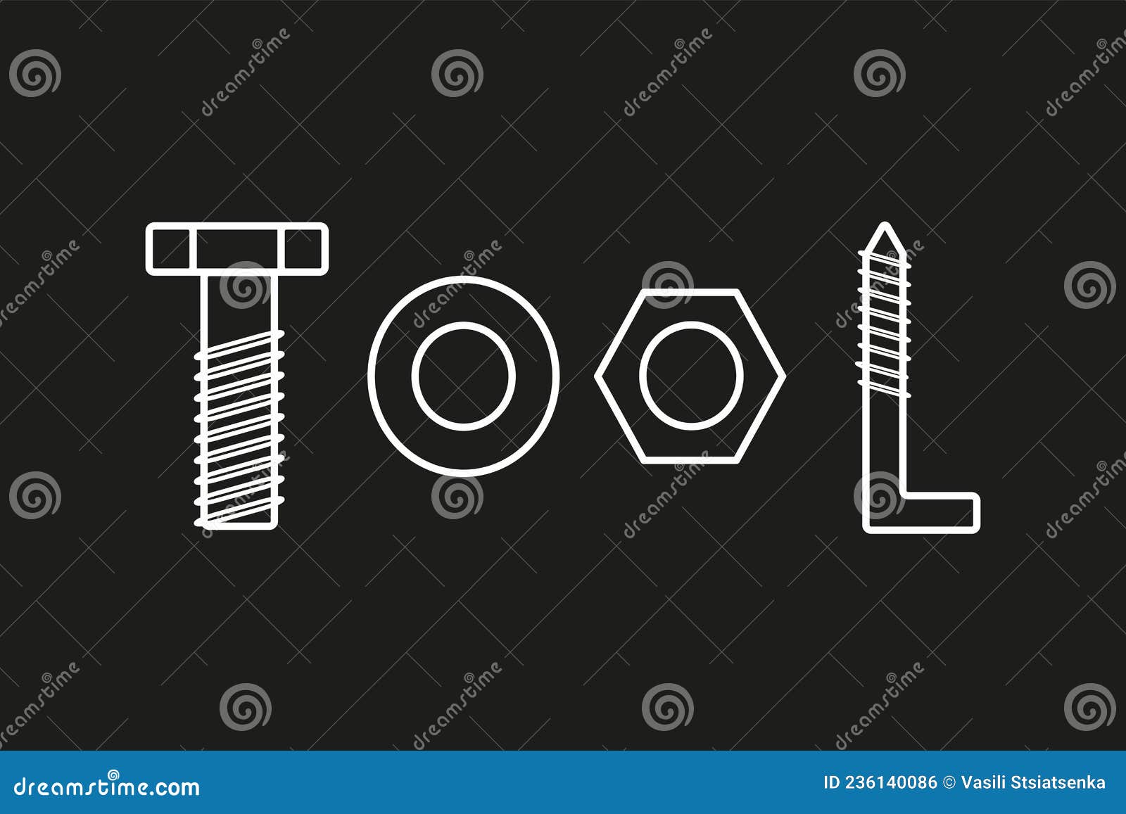 Logo Tool Made from Elements of Fasteners. Vector Illustration Stock ...