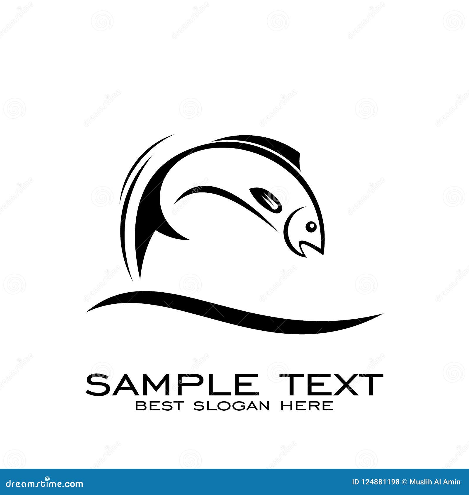 Fish and Wave Logo Design, Hand Drawn Style. Stock Vector ...