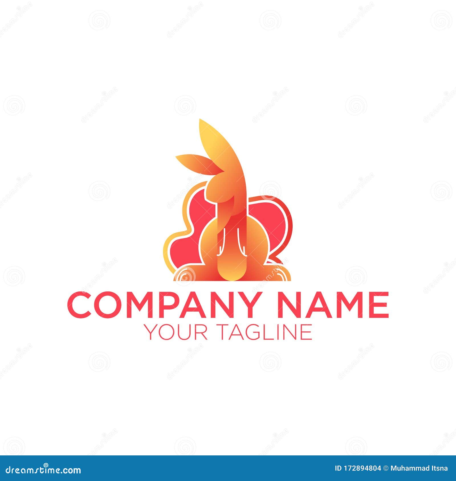 Funny Orange Red Gradient Rabbit Logo Stock Vector - Illustration of ...