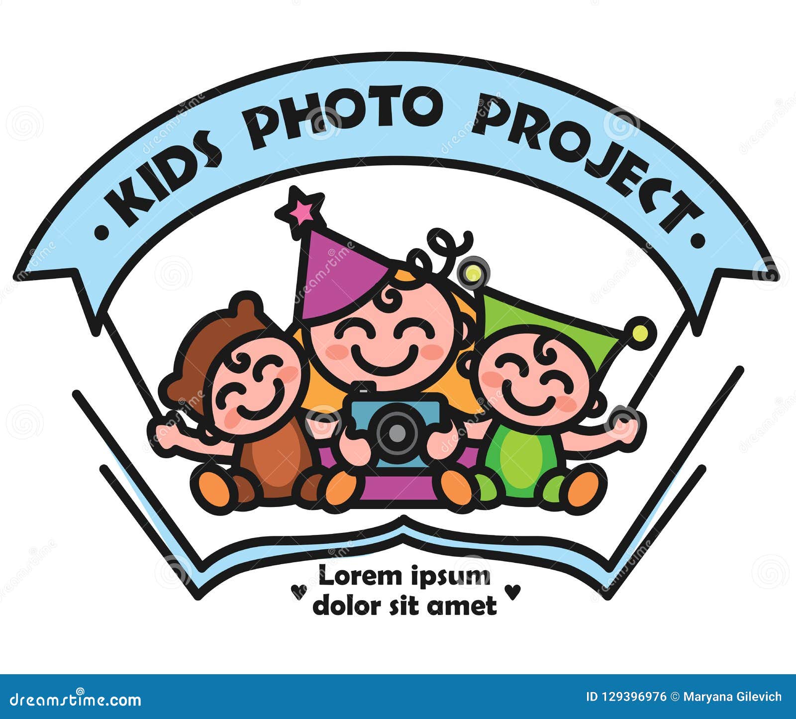 Logo kids photo project stock vector. Illustration of symbol - 129396976