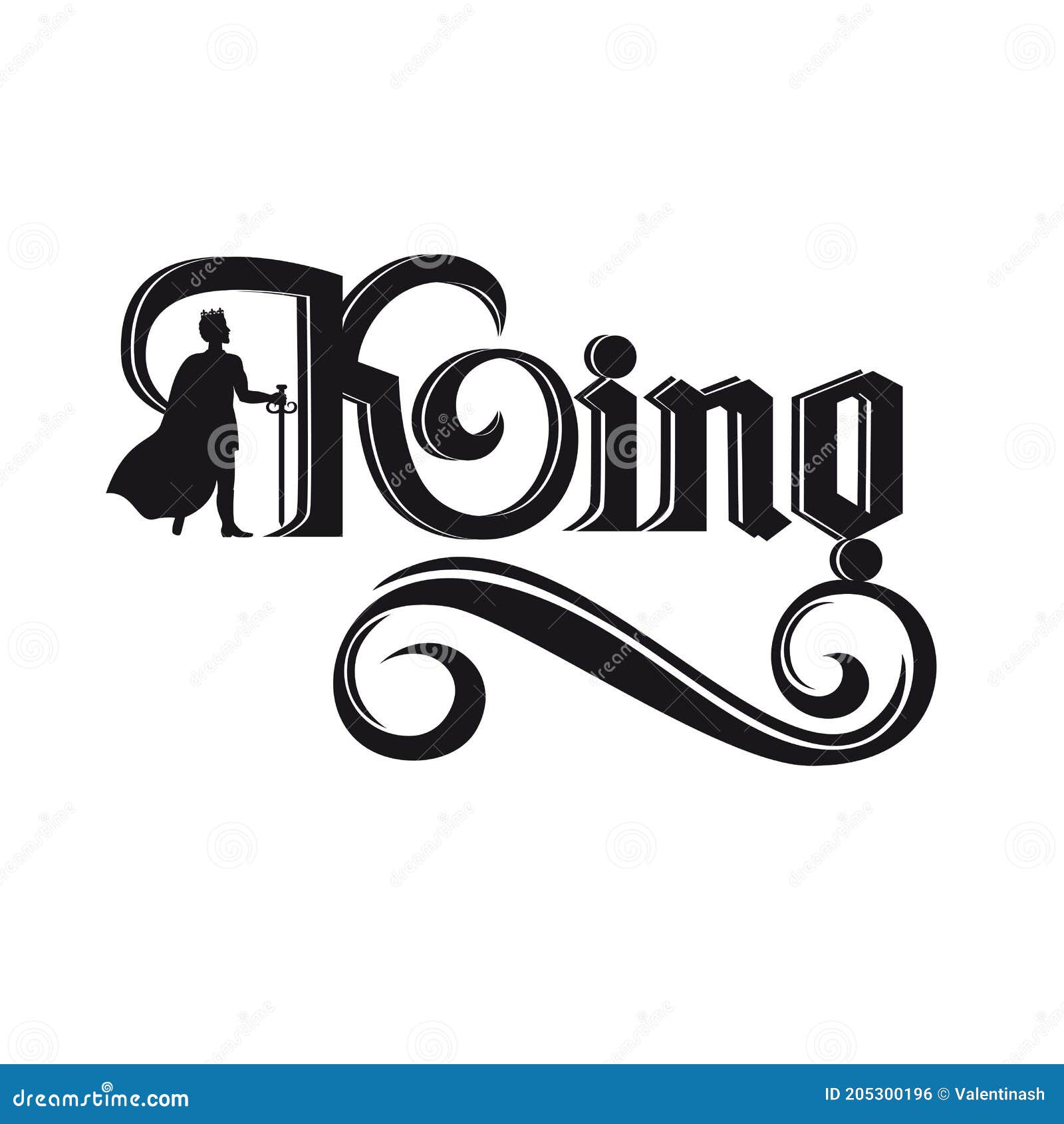 Logo King With Silhouette Of King With Lettering Vector Illustration ...